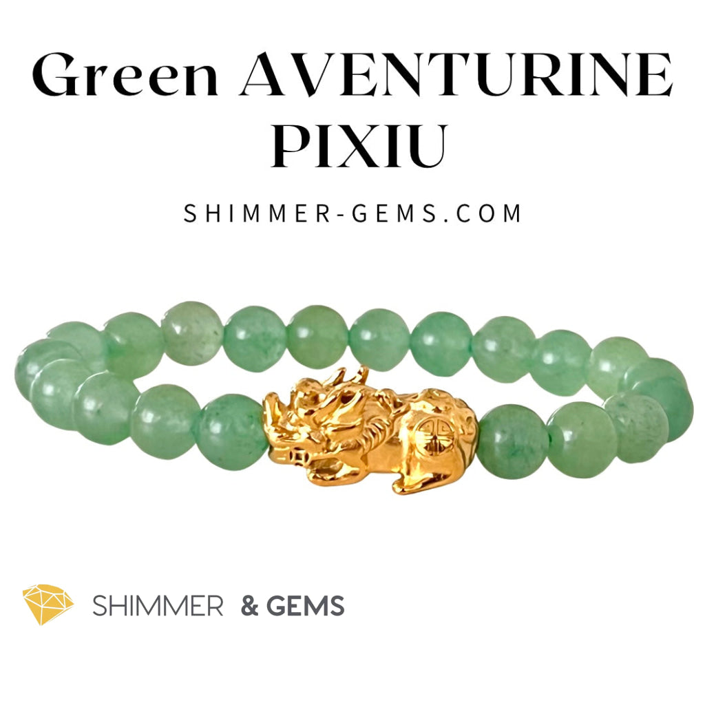 Green Aventurine Stainless Steel Pixiu Bracelet (8mm) – Shimmer & Gems ...